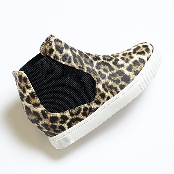 Outwoods | Shoes | Leopard Print Faux Leather Hidden Wedge Sneakers ...